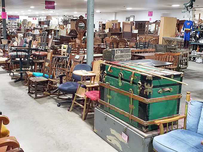 The unassuming exterior of Treasures Indoor Flea Market beckons with promises of hidden gems and the thrill of the hunt.