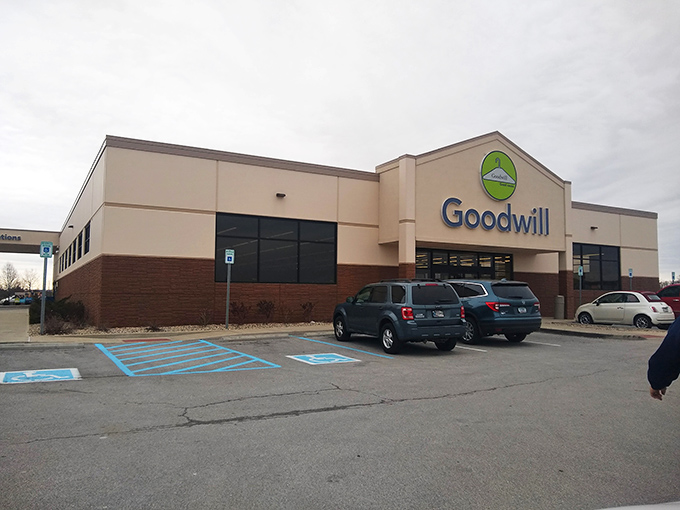 Like a retail speakeasy for the bargain-obsessed, the Greenwood Goodwill Outlet's unassuming exterior hides a treasure trove of possibilities waiting just behind those doors.