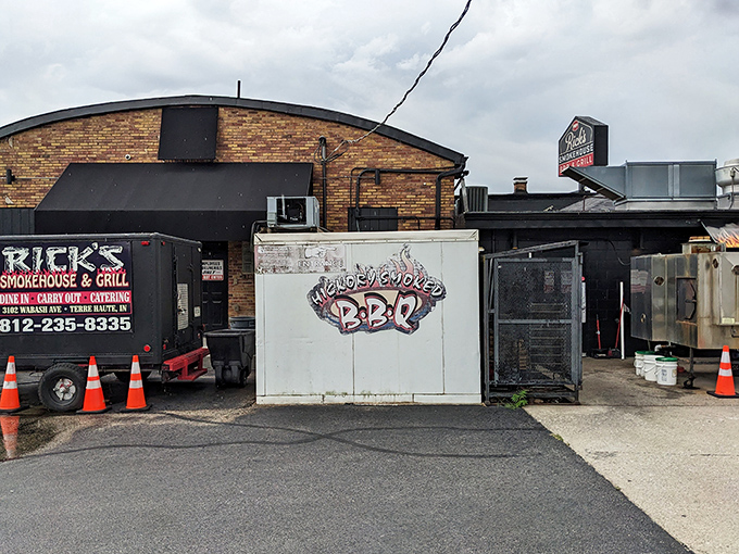 The unassuming exterior of Rick's Smokehouse doesn't need fancy frills &ndash; those smokers out front tell you everything you need to know about their priorities.