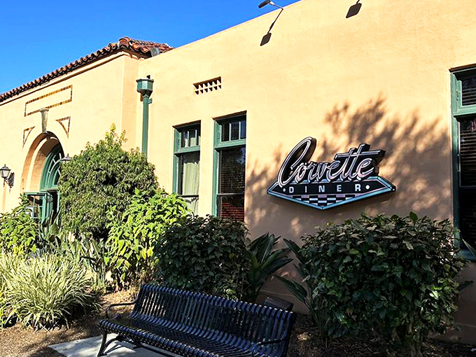The unassuming exterior plays it cool, like a 1950s heartthrob hiding behind sunglasses. This stucco fa&ccedil;ade in Liberty Station conceals a time machine within.