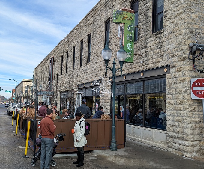 The limestone facade of The Chef welcomes hungry patrons with its cheerful egg-shaped "Open" sign&mdash;a promise of good things to come inside.