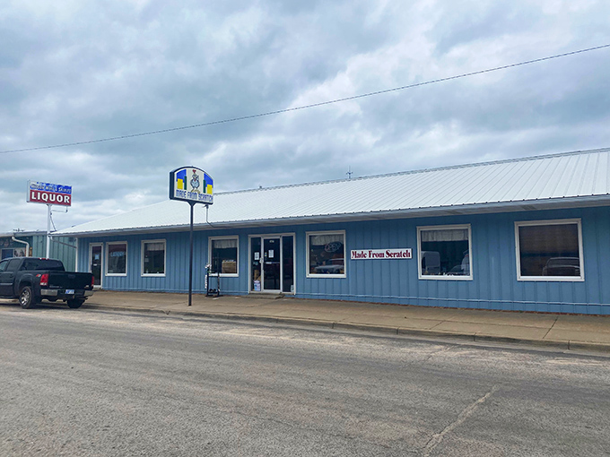The unassuming blue exterior that houses culinary treasures worth a detour. Like most of Kansas's best-kept secrets, it's hiding in plain sight.