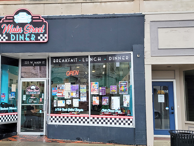 Step into a time machine disguised as a diner! This retro facade promises a journey back to when calories didn't count and charm was always on the menu.
