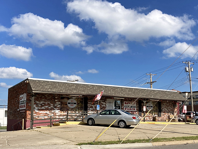 The weathered brick exterior of R.J.'s isn't trying to impress anyone&mdash;it's saving all that energy for what happens inside those humble walls.