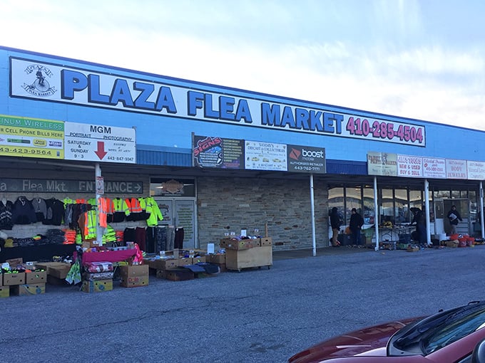 The unassuming blue exterior of North Point Plaza Flea Market belies the treasure trove waiting inside. Like a retail TARDIS, it's much bigger on the inside.