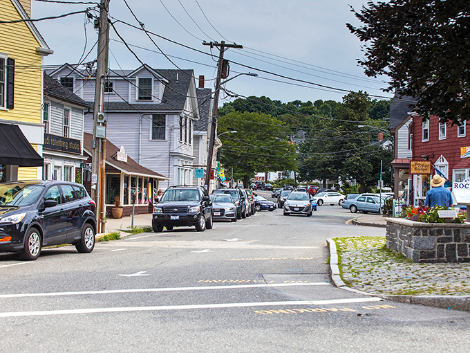 Quintessential coastal charm lines Rockport's main street, where every weathered shingle tells a story and lobster awaits around each corner.