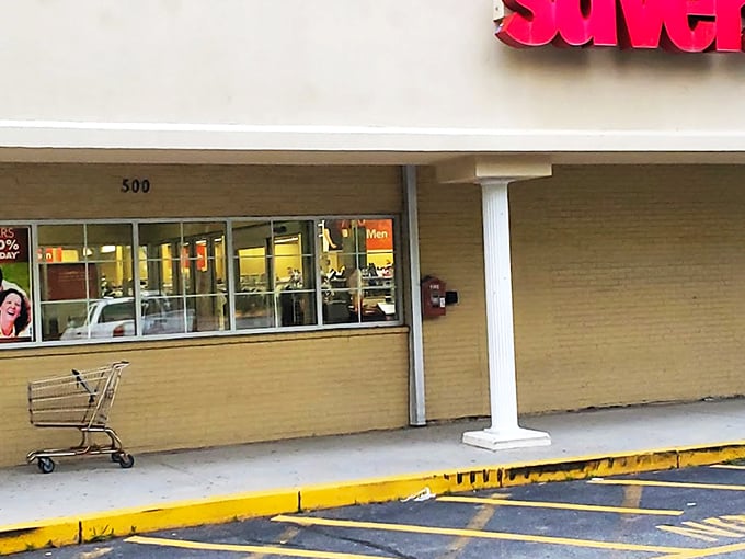 The unassuming exterior of Savers in Framingham &ndash; proof that treasure-hunting paradises don't need flashy facades to hide their bargain bounties.
