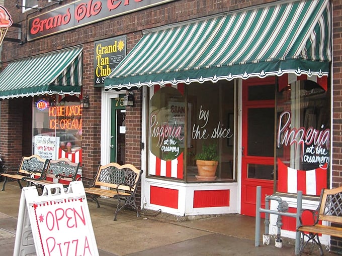 The iconic red and yellow awnings of Grand Ole Creamery stand as a beacon of hope for the ice cream deprived on Grand Avenue.