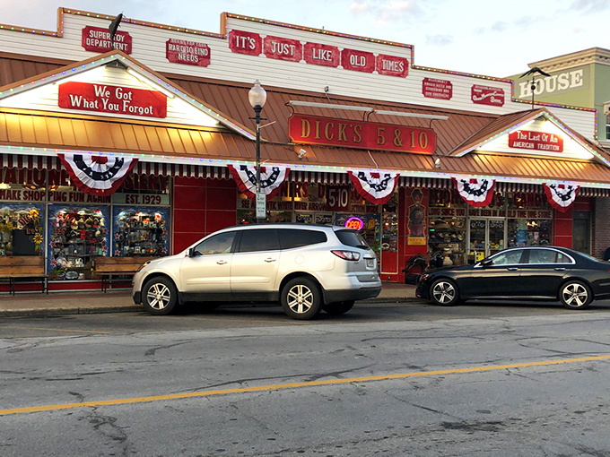 The glowing neon sign of Dick's 5 & 10 beckons like a lighthouse of nostalgia on Branson's main strip. "It's Just Like Old Times" isn't just a slogan&mdash;it's a promise. 