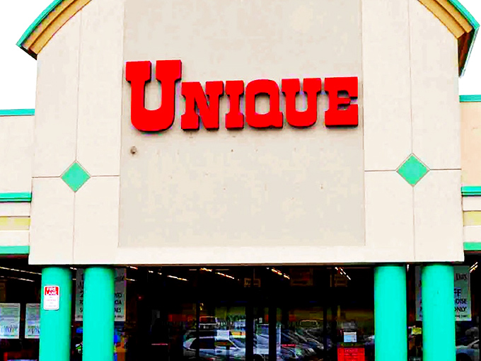 The green-trimmed fa&ccedil;ade with its bold red sign isn't just inviting shoppers &ndash; it's practically daring you to discover what treasures await inside.