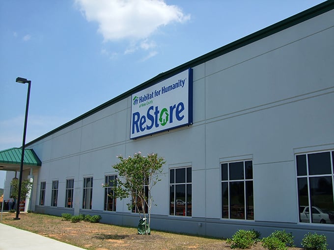 The unassuming exterior of Habitat Wake ReStore hides a treasure trove within, much like that plain-looking book that turns out to be the best read of your life.