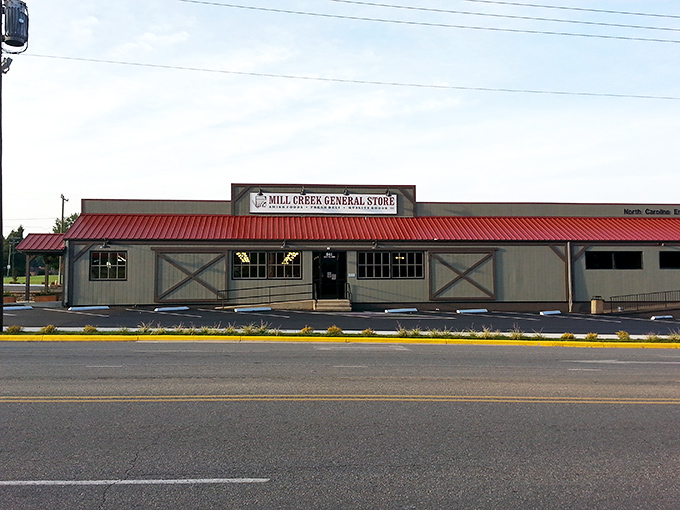 The unassuming exterior of Mill Creek General Store &ndash; where culinary treasures hide behind a humble fa&ccedil;ade that wouldn't look out of place in a Norman Rockwell painting.