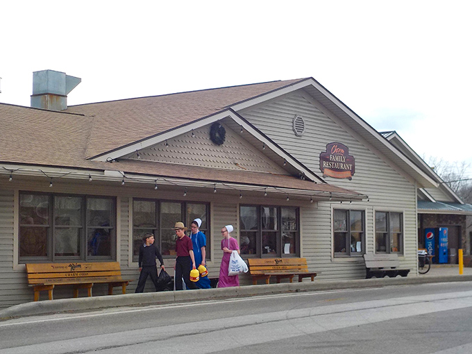 The unassuming exterior of Mrs. Miller's Family Restaurant, where Amish families and hungry tourists alike gather for comfort food that transcends time.