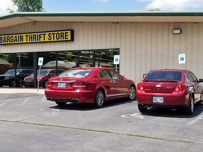 The unassuming facade of Bargain Thrift Store beckons like a siren song to treasure hunters. Behind those glass doors, adventures await.