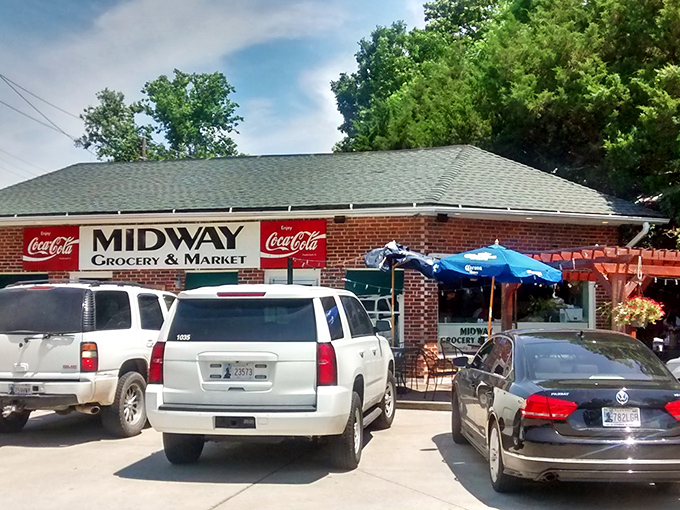 The unassuming brick exterior of Midway Grocery & Market hides culinary treasures that have Oklahomans making special pilgrimages to Norman. Classic Coca-Cola signage included!
