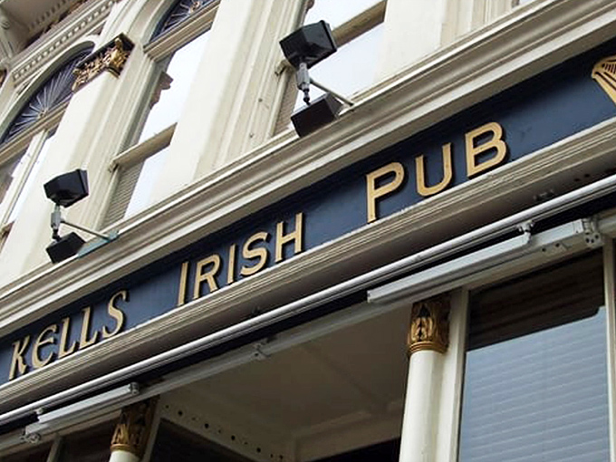 The historic fa&ccedil;ade of Kells stands proudly in Portland, beckoning passersby to step into Dublin-on-the-Willamette.