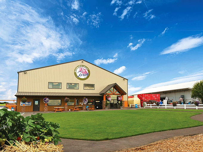 The rustic charm of Willamette Valley Pie Company beckons from the roadside like a delicious mirage in Oregon's agricultural heartland. Photo