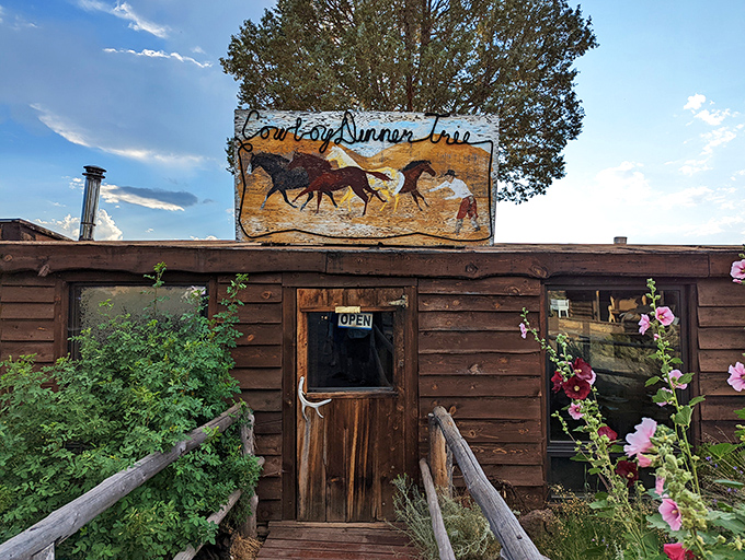 The kind of place where John Wayne might still stroll up for dinner. This unassuming exterior houses culinary treasures that defy its humble appearance.