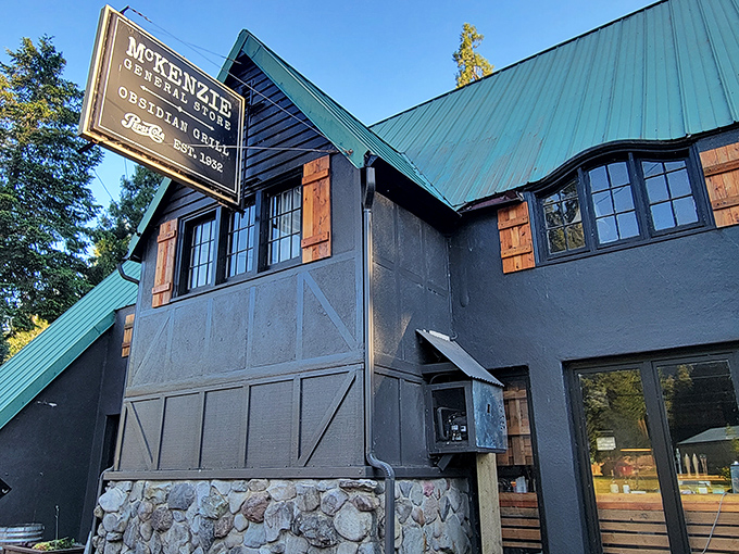 The A-frame exterior of McKenzie General Store stands like a mountain sentinel, promising refuge and remarkable sandwiches to weary travelers on Highway 126. 