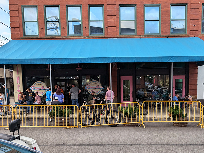 Pittsburgh's breakfast mecca announces itself with a cheerful blue awning and pink accents. The line forms early&mdash;locals know some traditions are worth the wait.