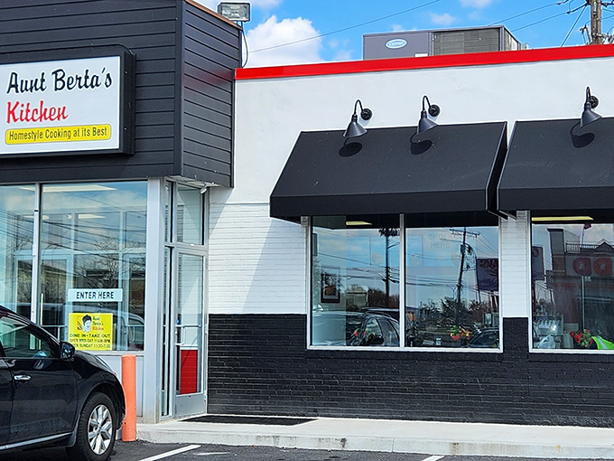The unassuming exterior of culinary greatness. Like finding a diamond in a strip mall, Aunt Berta's modest storefront hides Delaware's soul food treasure.