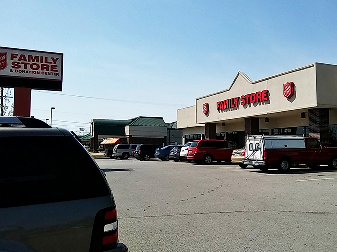The Salvation Army Family Store in Broken Arrow stands like a retail oasis, its bright red signage promising treasures within that won't break the bank.