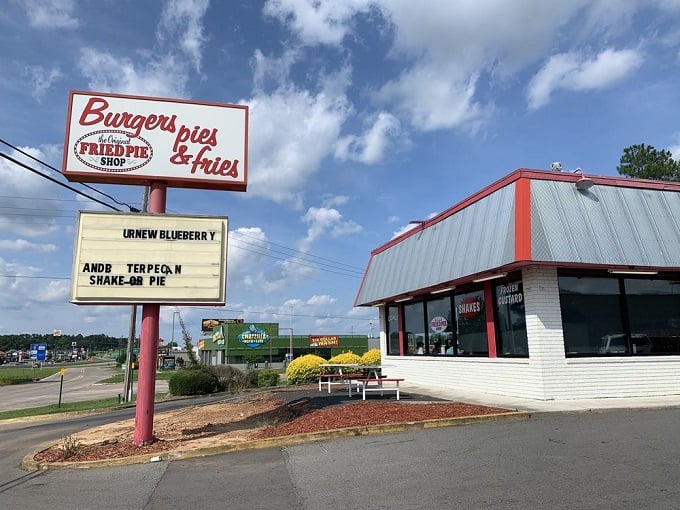 Welcome to pie paradise! The Original Fried Pie Shop's exterior promises a journey into comfort food heaven, where calories don't count and happiness is served hot and flaky.