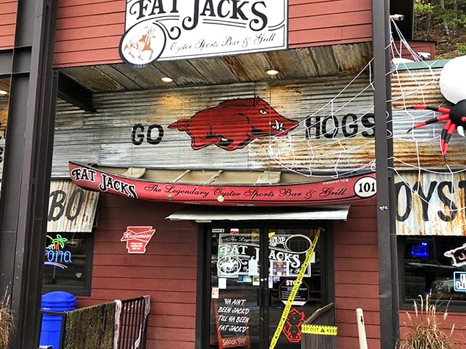 The rustic red exterior of Fat Jack's beckons like a siren song to seafood lovers, promising treasures within that would make Neptune himself jealous.