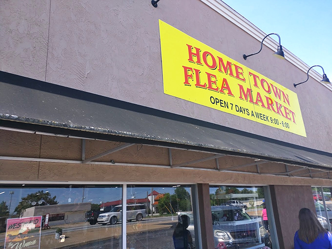 The bright yellow sign beckons like a lighthouse for bargain hunters. Don't judge this treasure trove by its unassuming exterior. 