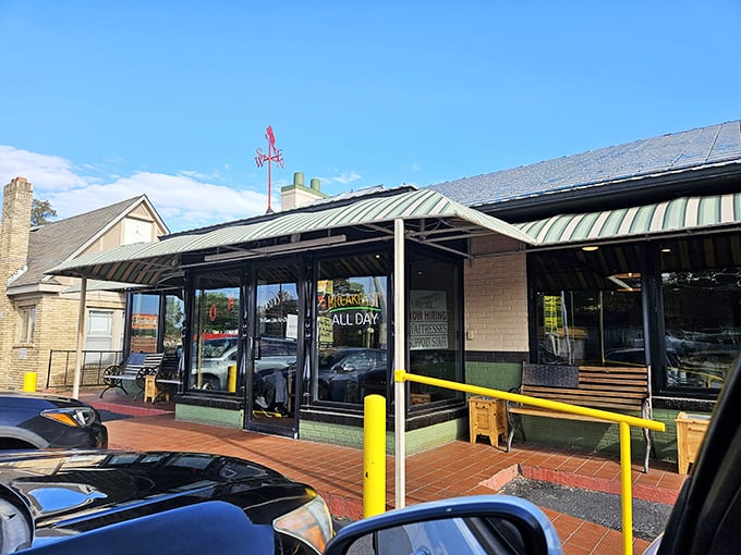Benson's Grill stands proudly against the Arkansas sky, a beacon of breakfast hope for hungry travelers and locals alike.