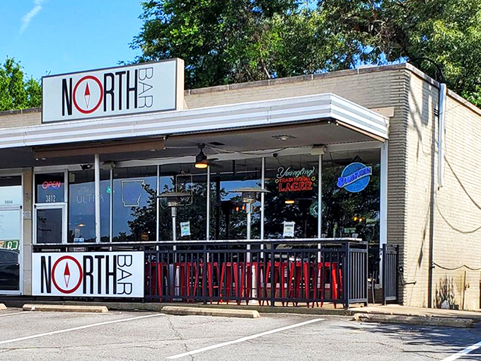 The unassuming exterior of North Bar hides culinary treasures within, proving once again that the best neighborhood spots rarely need flashy signage. 