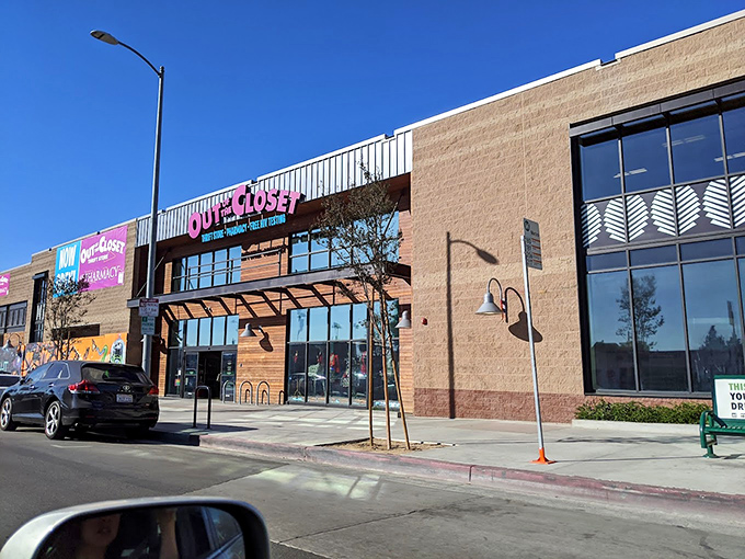 The iconic pink sign beckons treasure hunters to this Hollywood Boulevard gem, where thrifting meets healthcare in an only-in-LA combination.