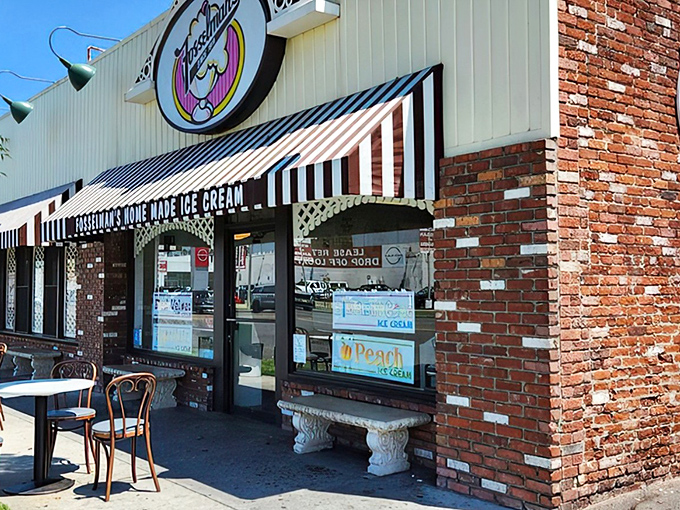 The classic striped awning and vintage signage of Fosselman's isn't trying to be retro-cool&mdash;it's authentic, having earned its charm through decades of scooping happiness.
