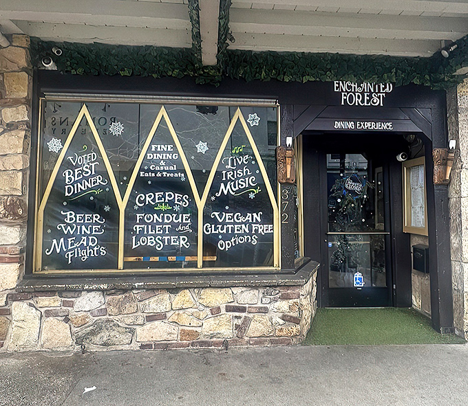 The magical purple door beckons from Main Street Placerville, promising an escape from reality that's just a step away.