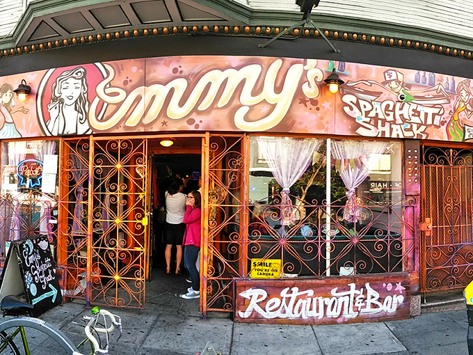 The vibrant storefront looks like what would happen if Italian comfort food and San Francisco funk had a beautiful baby together.