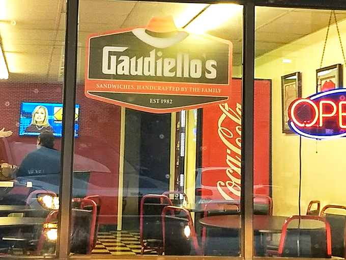 The gateway to sandwich paradise! Gaudiello's storefront promises "Sandwiches Handcrafted by the Family" &ndash; words that warm the heart and awaken the appetite.
