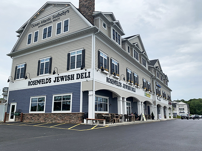 The classic facade of Rosenfeld's Jewish Deli stands like a beacon of comfort food amid Rehoboth's beach establishments. Here, Manhattan meets Maryland in delicious harmony.
