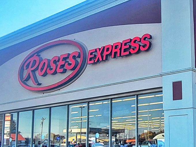 The iconic red oval sign beckons like a lighthouse for bargain hunters. Roses Express in Smyrna promises treasure without the typical treasure map price.
