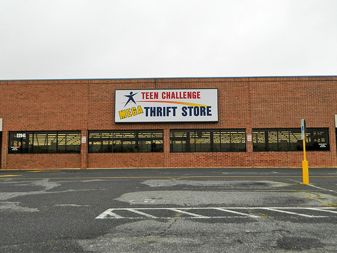 The brick facade might say "thrift store," but that "MEGA" isn't just marketing&mdash;it's a promise of treasure-hunting on an epic scale.