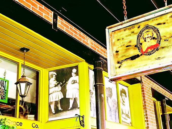 The storefront glows with an otherworldly golden light at dusk, beckoning curious souls into Tampa's most delightfully disturbing retail experience.