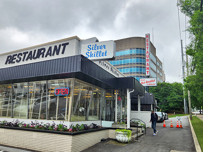 The Silver Skillet's iconic storefront stands as a culinary lighthouse in Atlanta, beckoning hungry travelers with promises of Southern comfort done right.