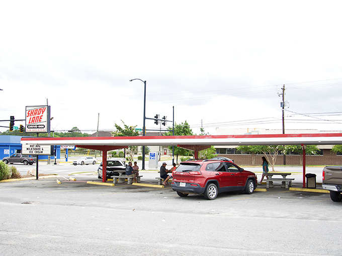 The classic red and white awning of Shady Lane beckons like a beacon of burger bliss in Tifton's landscape.