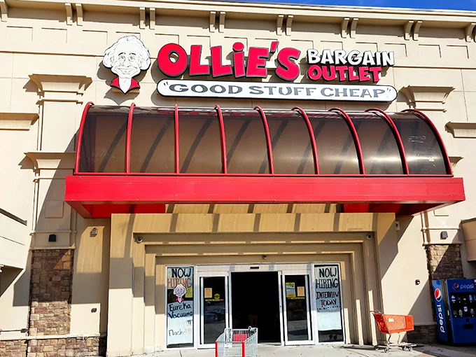The bright red awning and "Good Stuff Cheap" promise at Ollie's Marietta location isn't just marketing&mdash;it's the store's genuine mission statement and shopping philosophy.
