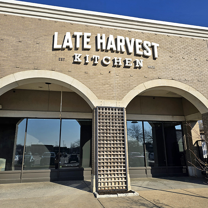 The unassuming brick exterior of Late Harvest Kitchen belies the culinary treasures waiting inside. Like finding a Michelin star in a strip mall.
