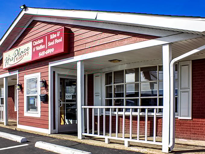 The unassuming red exterior of His Place Eatery might not look like food nirvana, but trust me—culinary treasures await behind those modest doors.