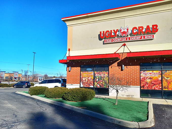 Ugly Crab stands proudly in a strip mall sanctuary, proving that seafood paradise can exist between a Thai restaurant and a parking lot.