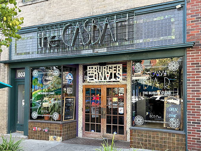 The storefront beckons like a burger beacon on Massachusetts Street, promising delicious rebellion against ordinary fast food.