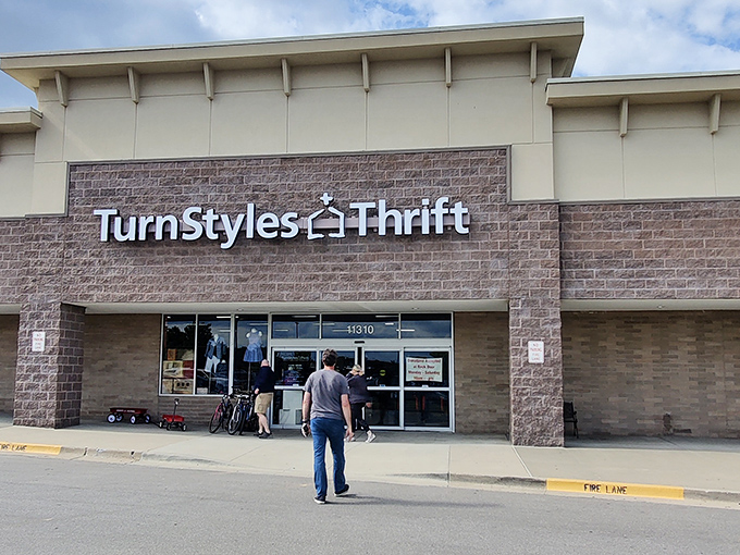 The unassuming storefront of TurnStyles Thrift belies the wonderland of treasures waiting inside. Like a secondhand Narnia, this portal promises adventures in bargain hunting.