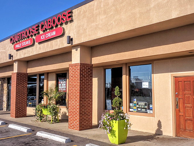 The unassuming exterior of Chartroose Caboose belies the culinary treasures within. Like finding a diamond in a strip mall setting.