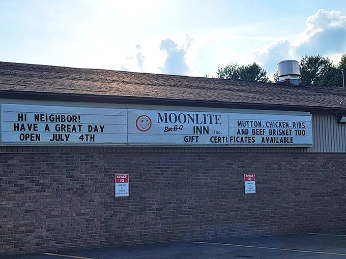 The unassuming exterior of Moonlite Bar-B-Q Inn hides culinary treasures that have made it an Owensboro landmark. Like all great food destinations, it lets the smoke do the talking.